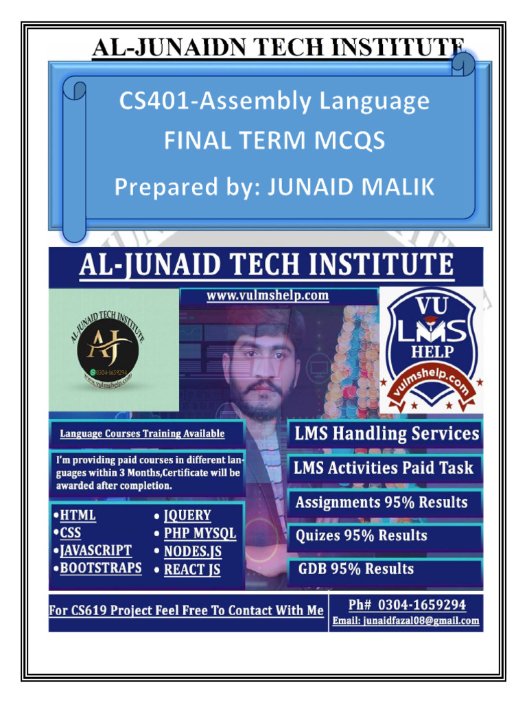 CS401 Final Term Solved MCQs by JUNAID-1 | PDF | Computer Architecture | Office Equipment