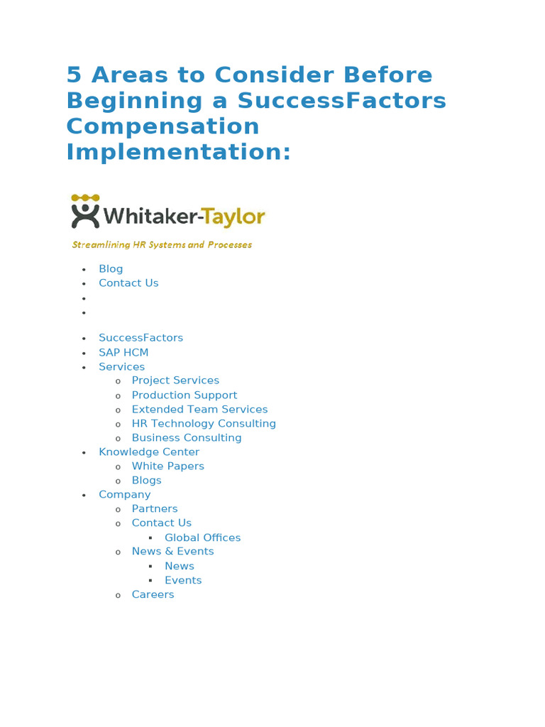 5 Areas To Consider Before Beginning A SuccessFactors Compensation ...