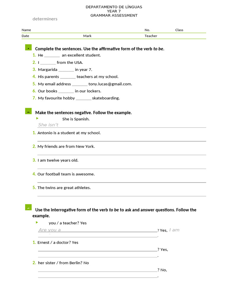 Grammar Assessment 1october | PDF | Linguistics | Syntax