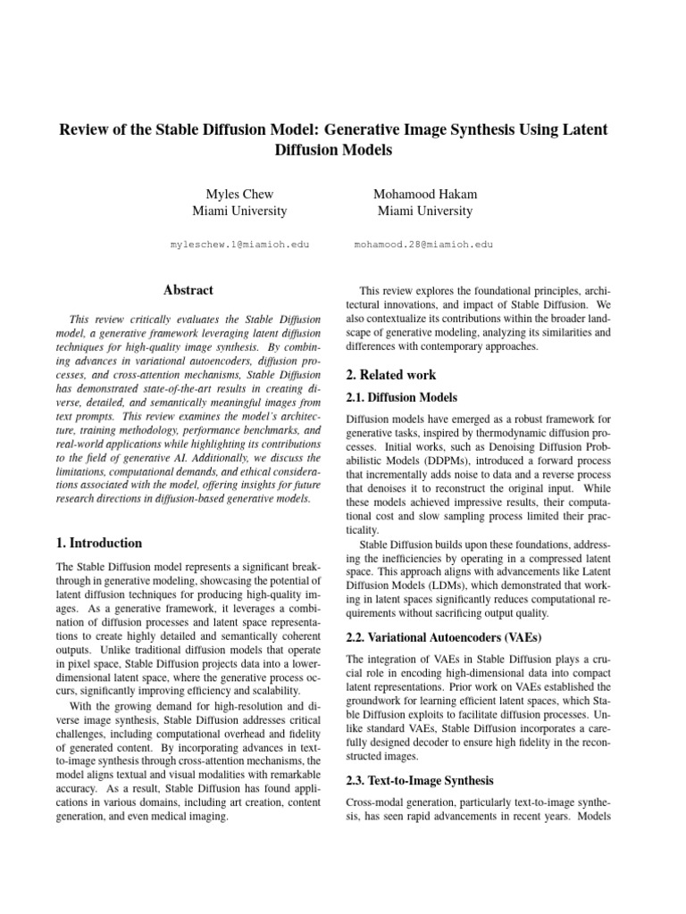 Review of Stable Diffusion Model | PDF | Artificial Intelligence | Intelligence (AI) & Semantics