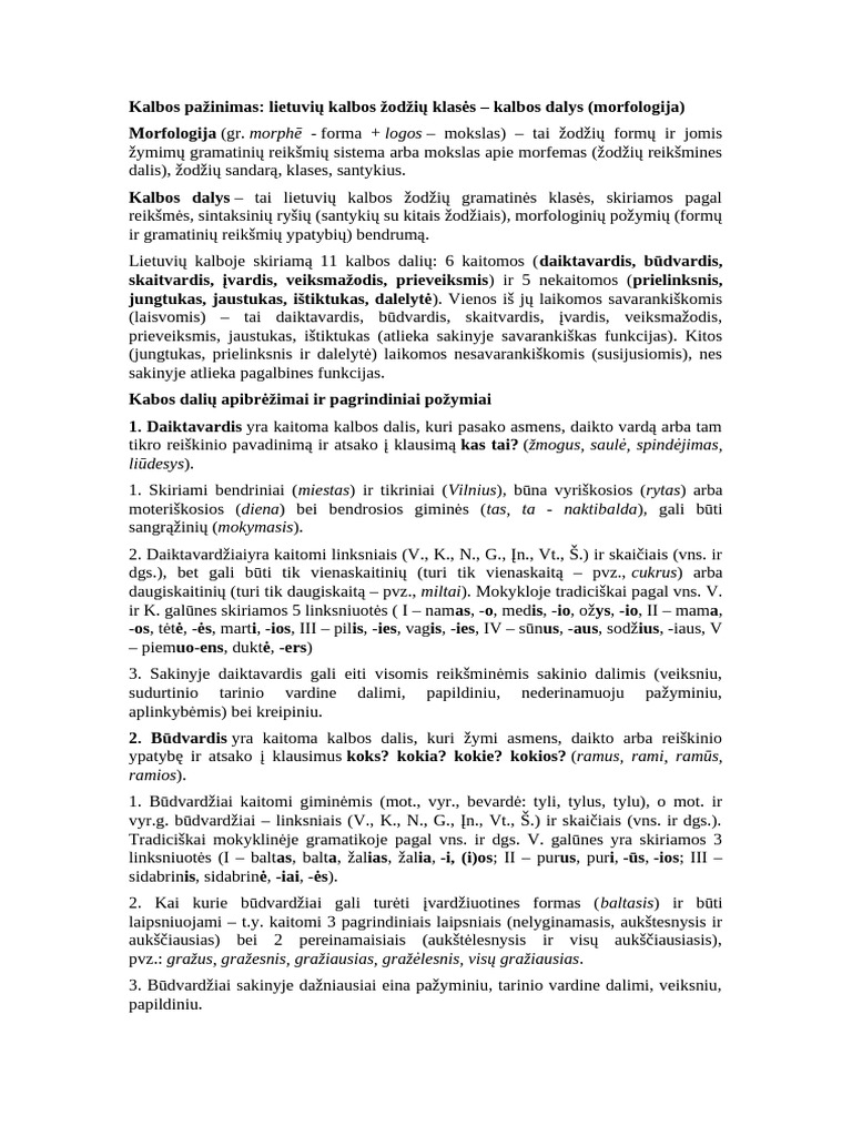 5-6 Kalbos Dalys | PDF