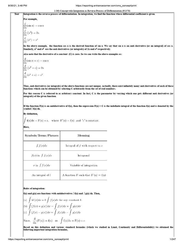 Integrals | PDF | Integral | Function (Mathematics)