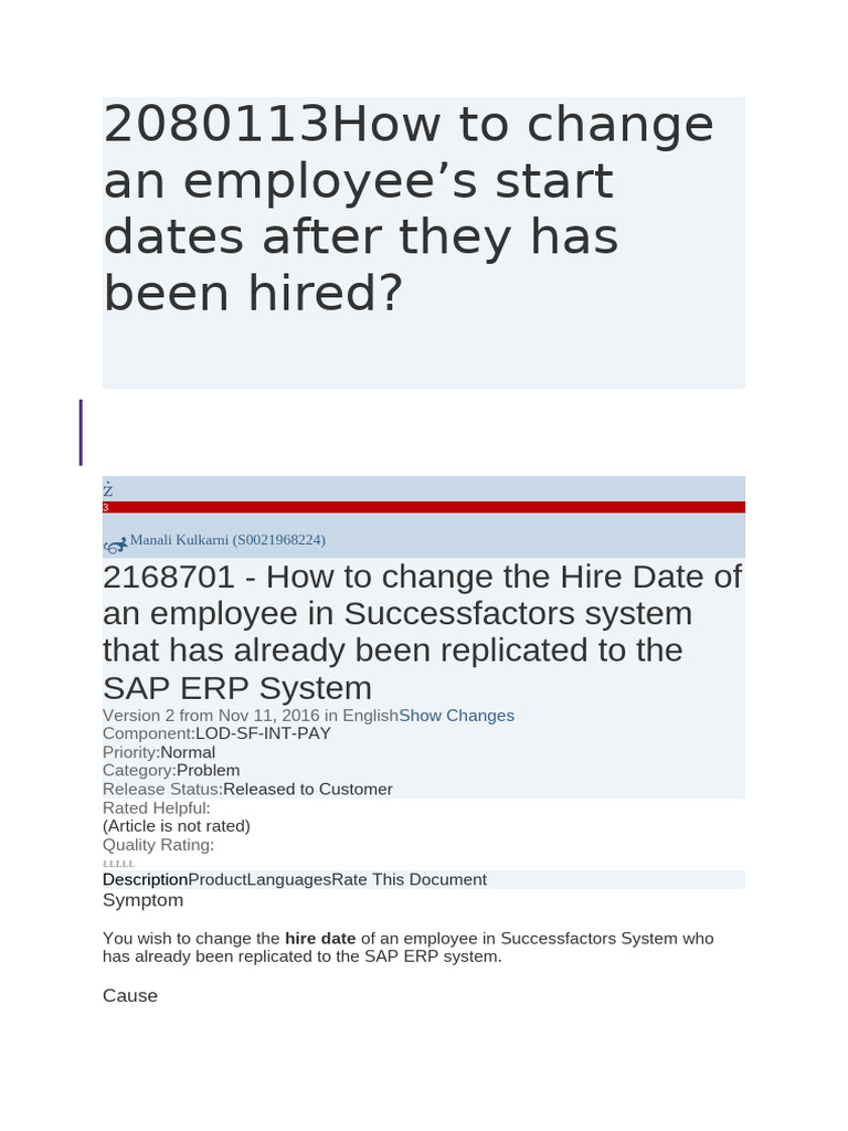 Change Employee Hire Date in SAP | PDF | Computing | Software