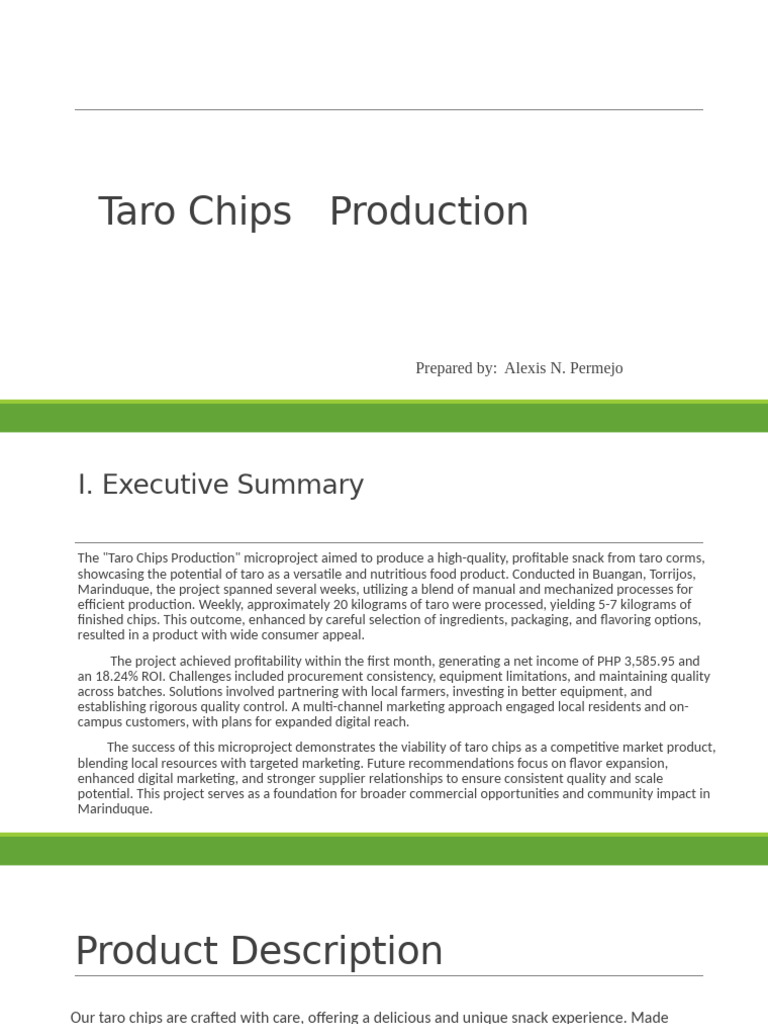 Taro Chips Presentation | PDF | Potato Chip | Marketing