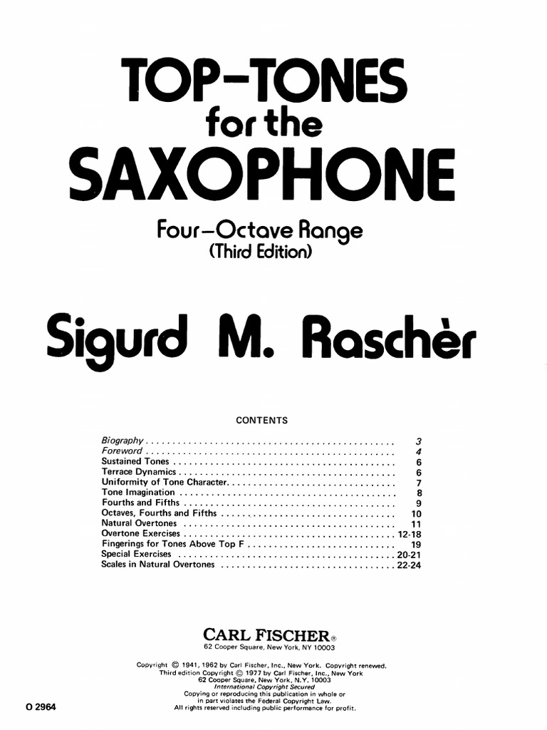 Rascher, Sigurd M. - Top Tones For The Saxophone | PDF