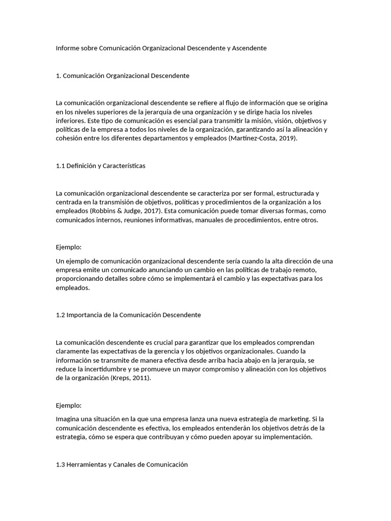 Comunicación Organizacional: Descendente y Ascendente | PDF ...