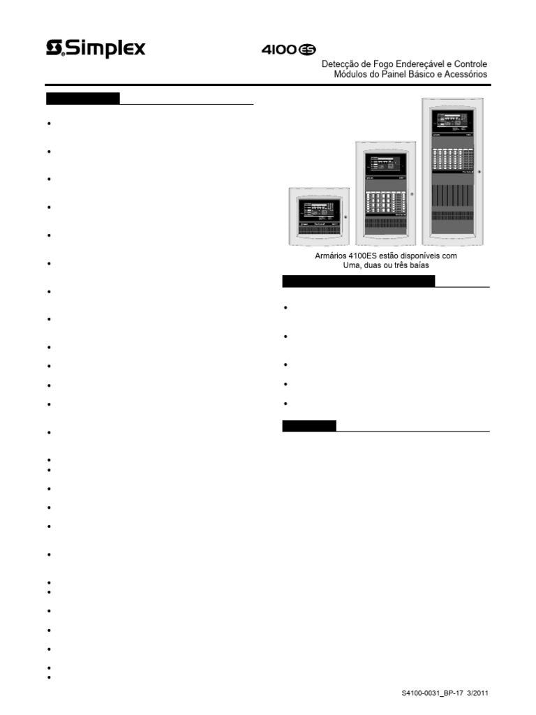 Datasheer Central 4100ES PT (4100-0031) | PDF | Rede de computadores ...