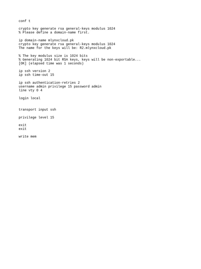 Cisco SSH Configuration Guide | PDF