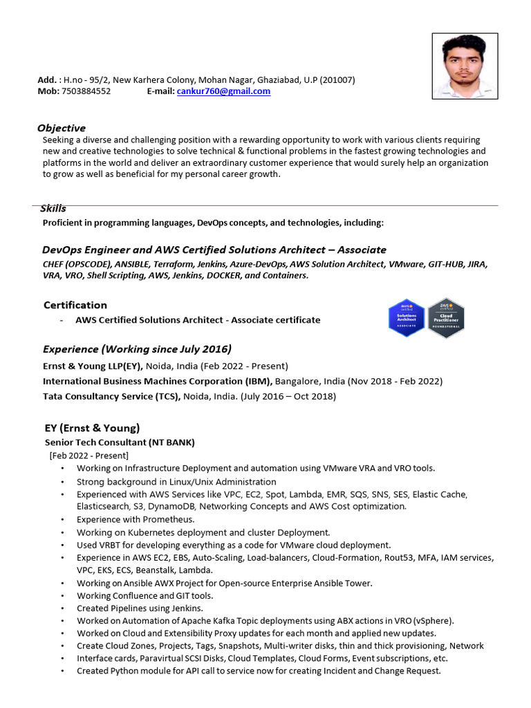 Ankur_DevOps_Lead | PDF | Computing | Information Technology Management