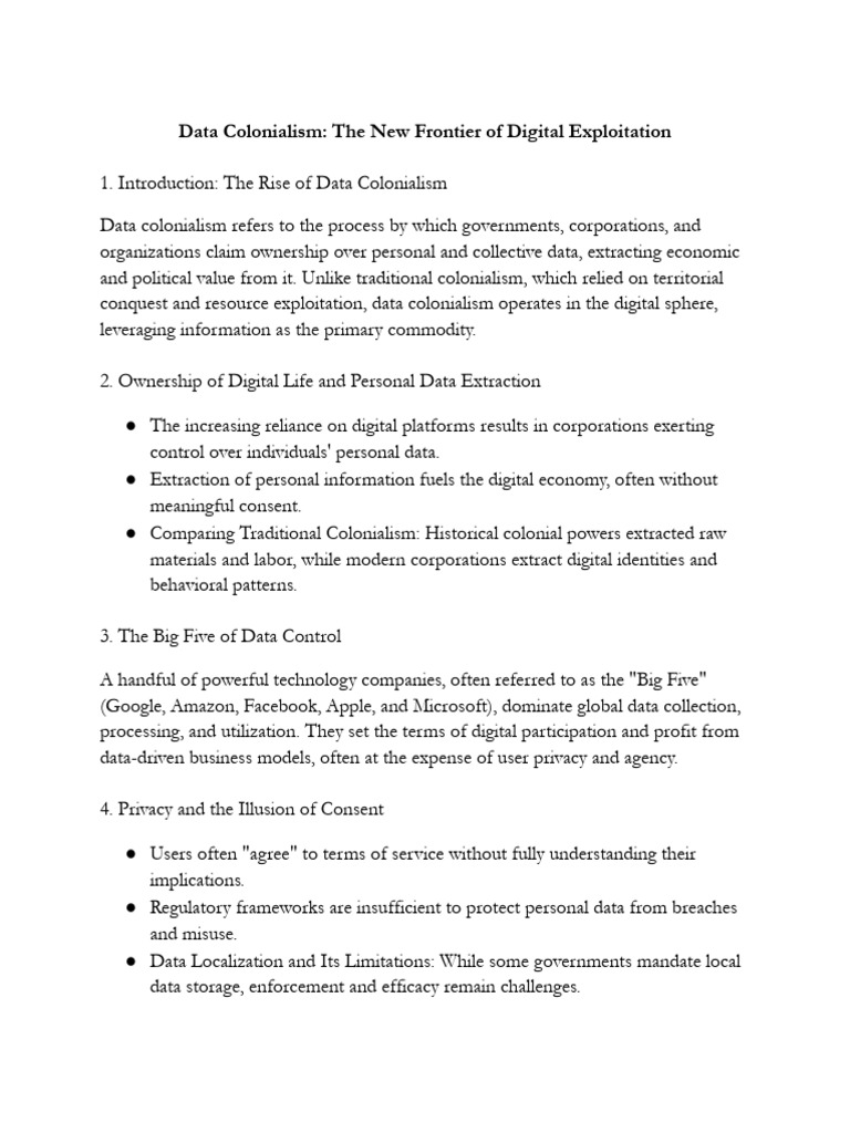 Data Colonialism: Digital Exploitation | PDF | Governance | Privacy