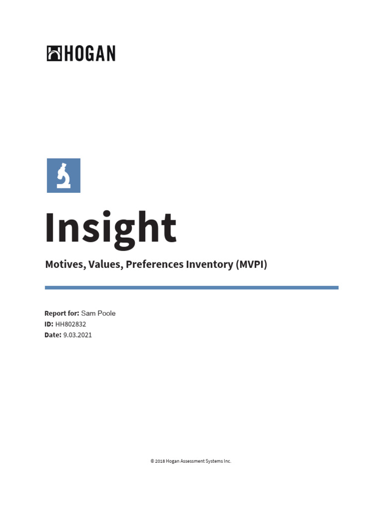 Insight - MVPI - Sample Report | PDF | Risk | Pleasure