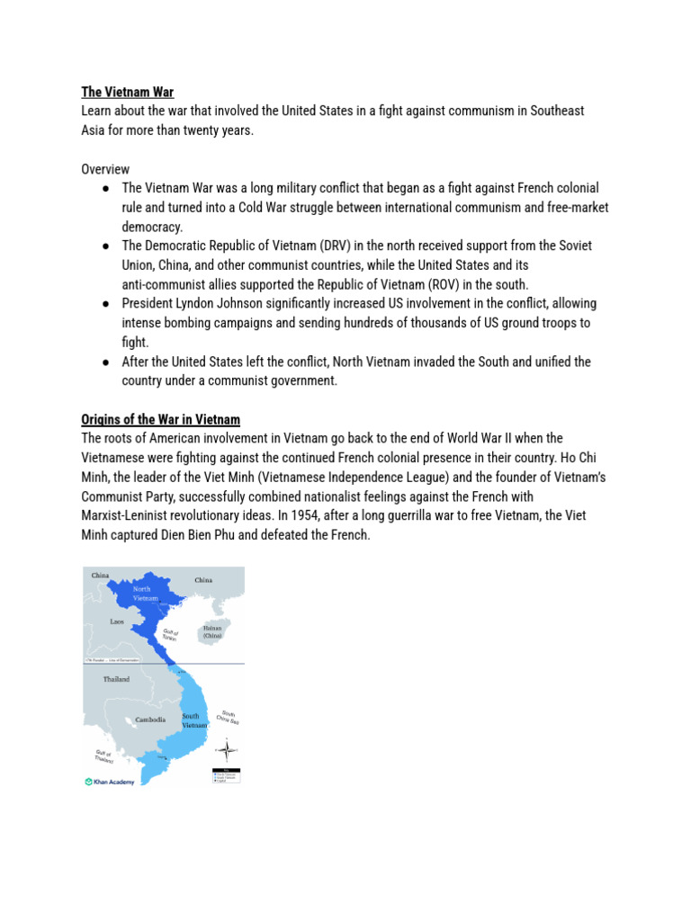 Vietnam War Overview (Low Interest) | PDF | Vietnam War | South Vietnam
