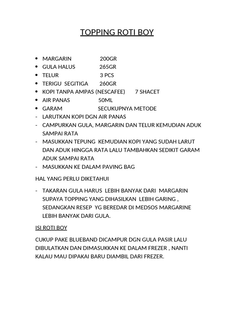 Topping Roti Boy | PDF