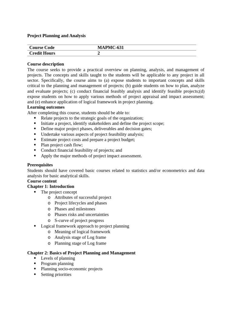 Projcect Planing and Analysis | PDF | Project Management | Net Present ...