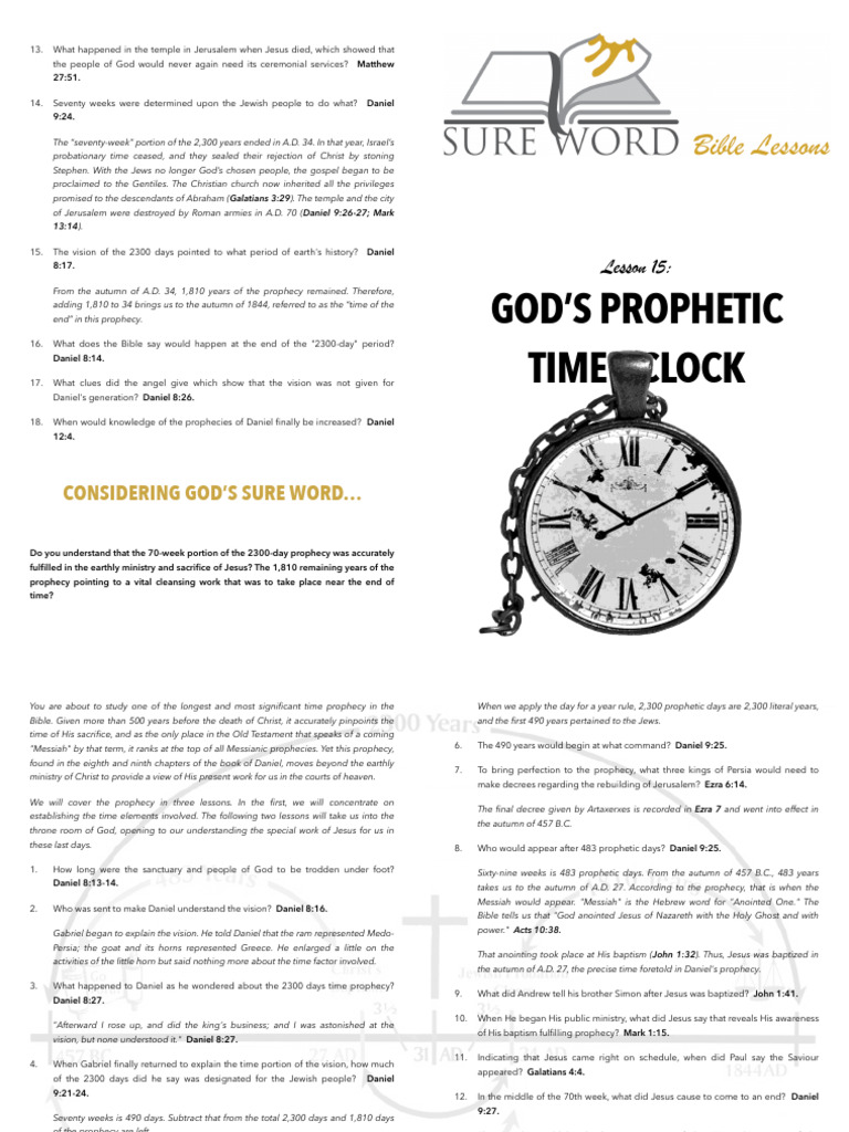 15 Gods Prophetic Time Clock | PDF | Jesus | Daniel (Biblical Figure)