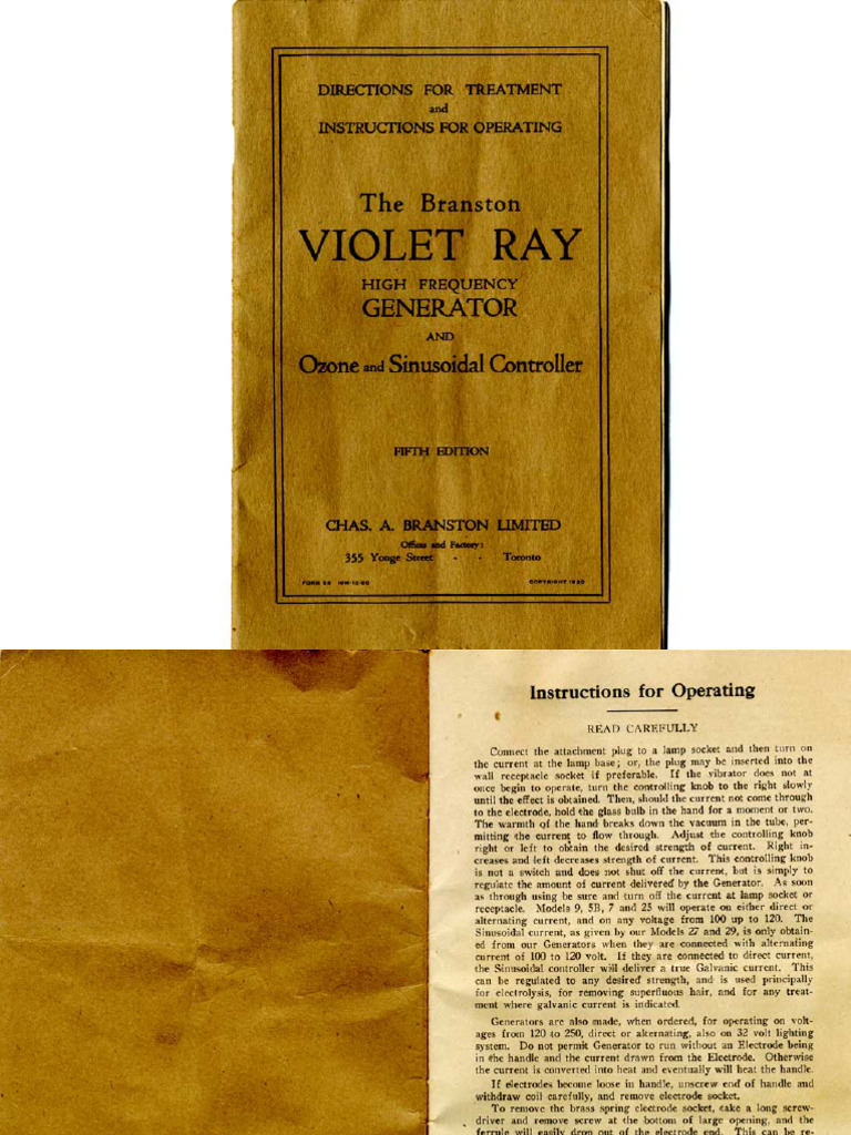 Branston Violet Ray Directions | PDF