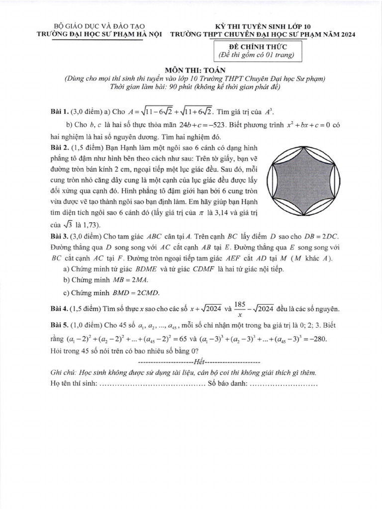 2a de Thi Toan Chung CSP 2024. | PDF