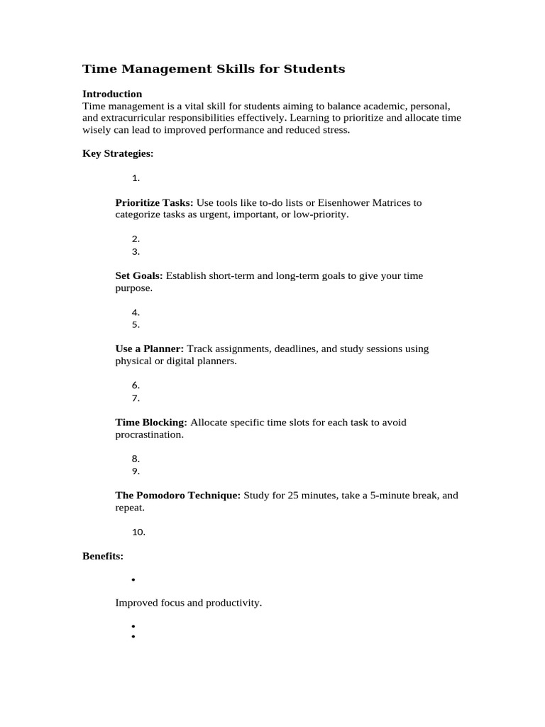 Time Management Essay | PDF