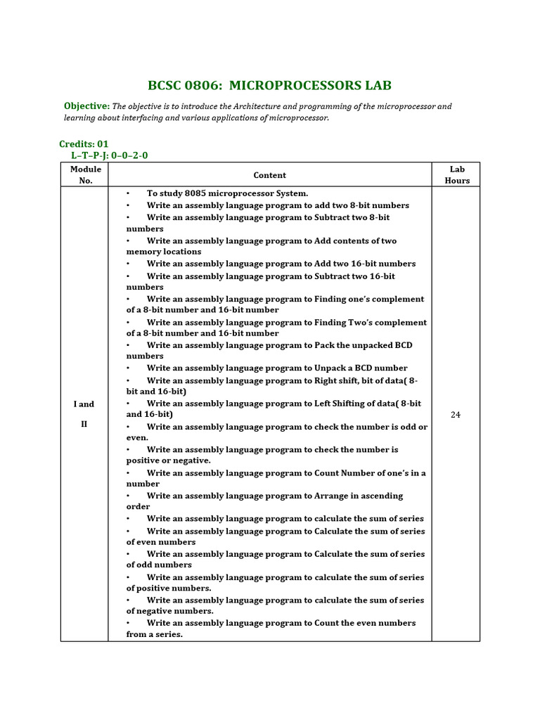 Microprocessors Lab: 8085 Programming | PDF | Binary Coded Decimal | Assembly Language