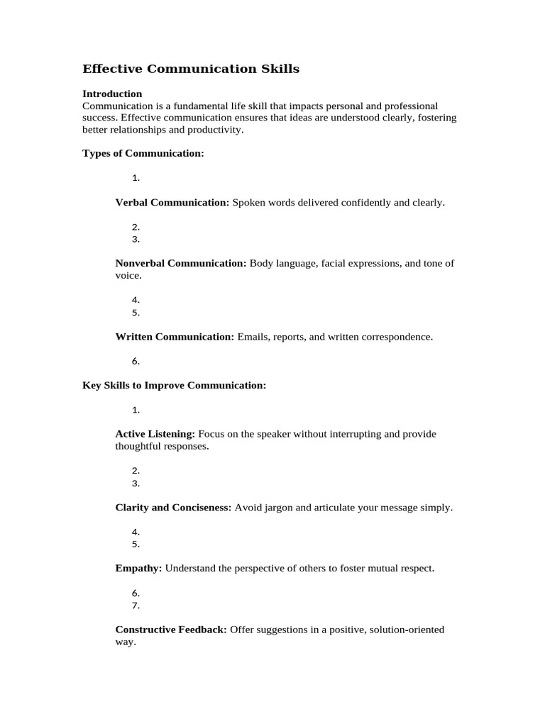 Effective Communication Skills Essay | PDF