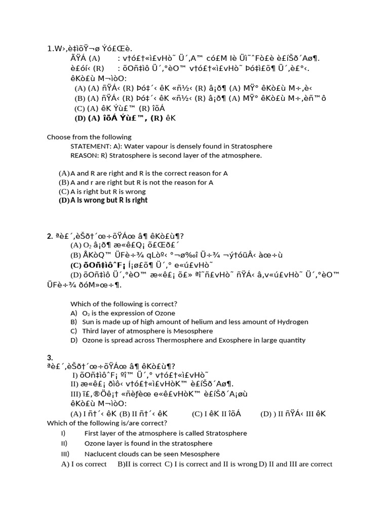 Test-Climatology-Layers of Earth | PDF | Atmosphere Of Earth | Weather