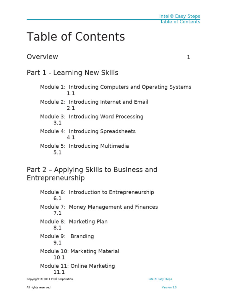 TOC - IES V3 - Revised - Jan18 | PDF