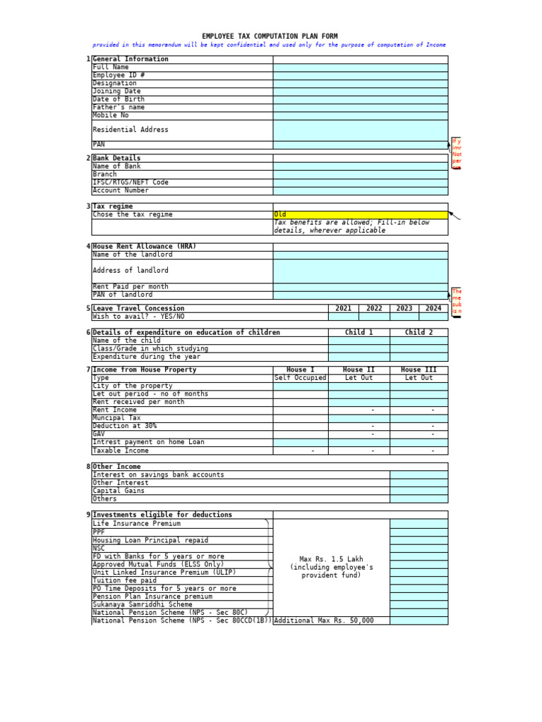 ETCP & Tax Comp format (3) | PDF | Tax Deduction | Employee Benefits