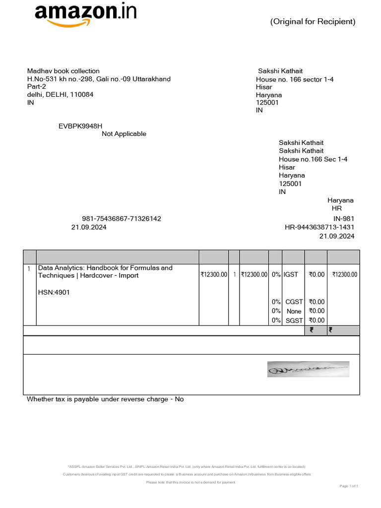 Invoice - Data Analytics - Sakshi Kathait | PDF | Invoice | Taxation