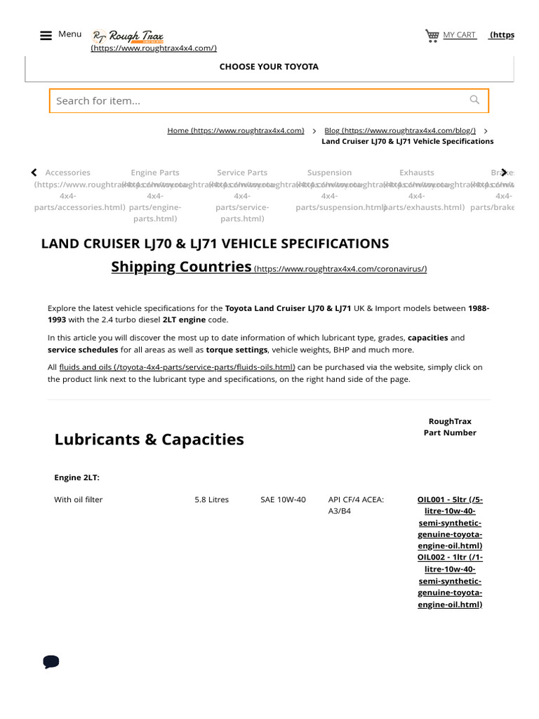 LJ70 & LJ71 Land Cruiser Specs Guide | PDF | Four Wheel Drive | Manual ...