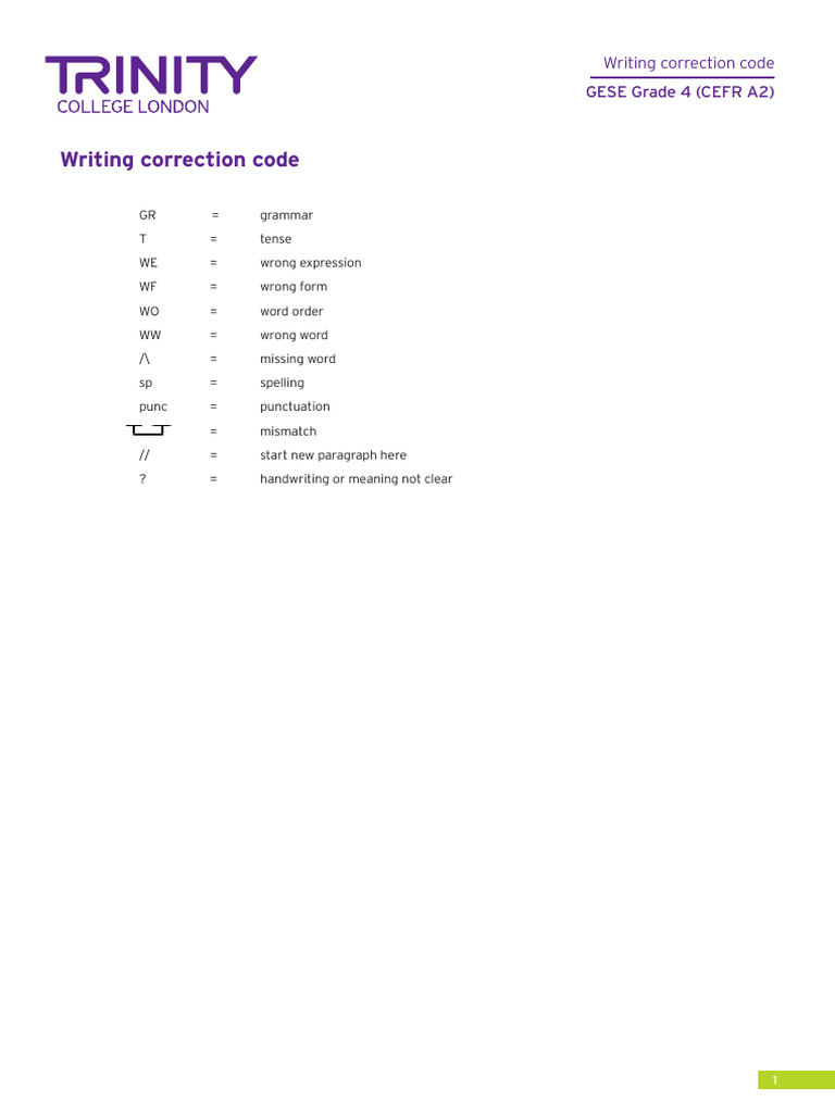 04 GESE G4 Writing correction code | PDF