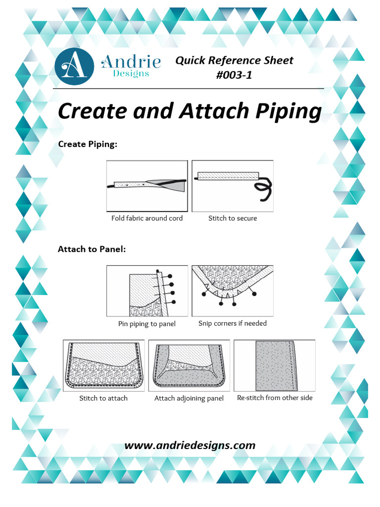 Andrie Designs Create and Attach Piping Tutorial | PDF | Seam (Sewing ...