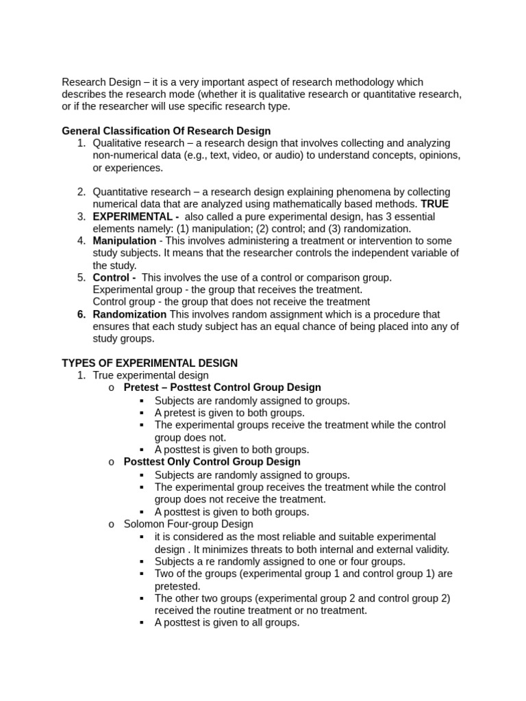 III Research Design | PDF | Experiment | Design Of Experiments