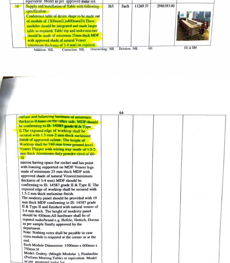 Conference Table Specification Details | PDF
