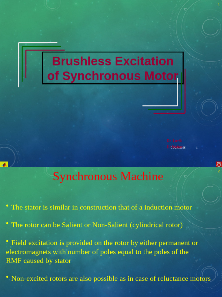 Brushless Excitation in Synchronous Motors | PDF | Electric Motor ...