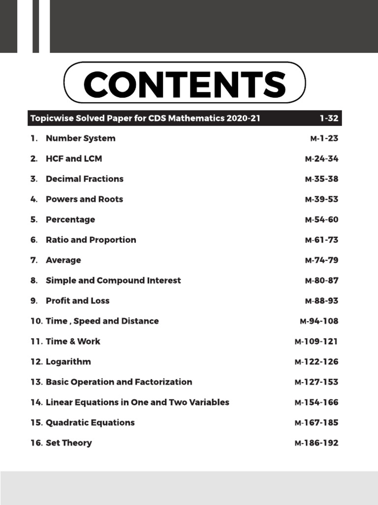 CDS 15 Years Mathematics Topic - Disha Experts (Dragged) 2 | PDF