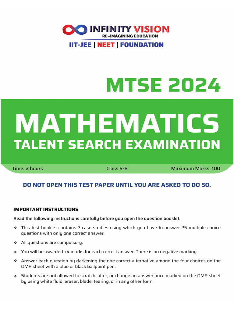 MTSE Exam Question Paper Overview | PDF | Prime Number | Area