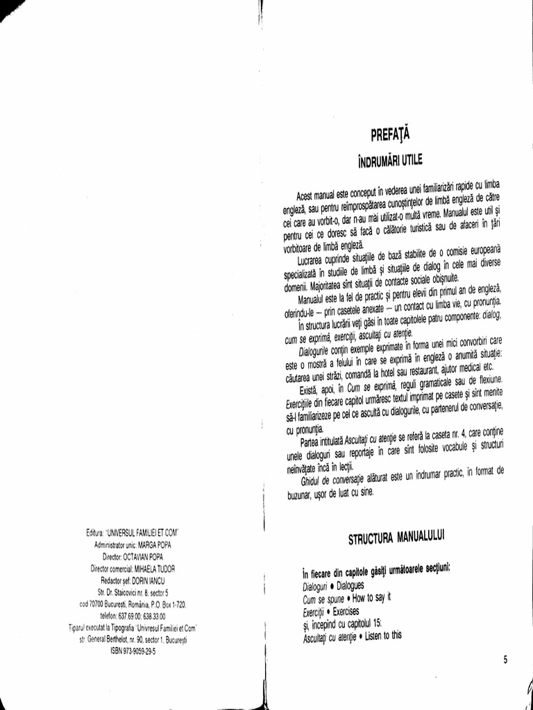 Limba Engleza Ghid de Conversatie | PDF