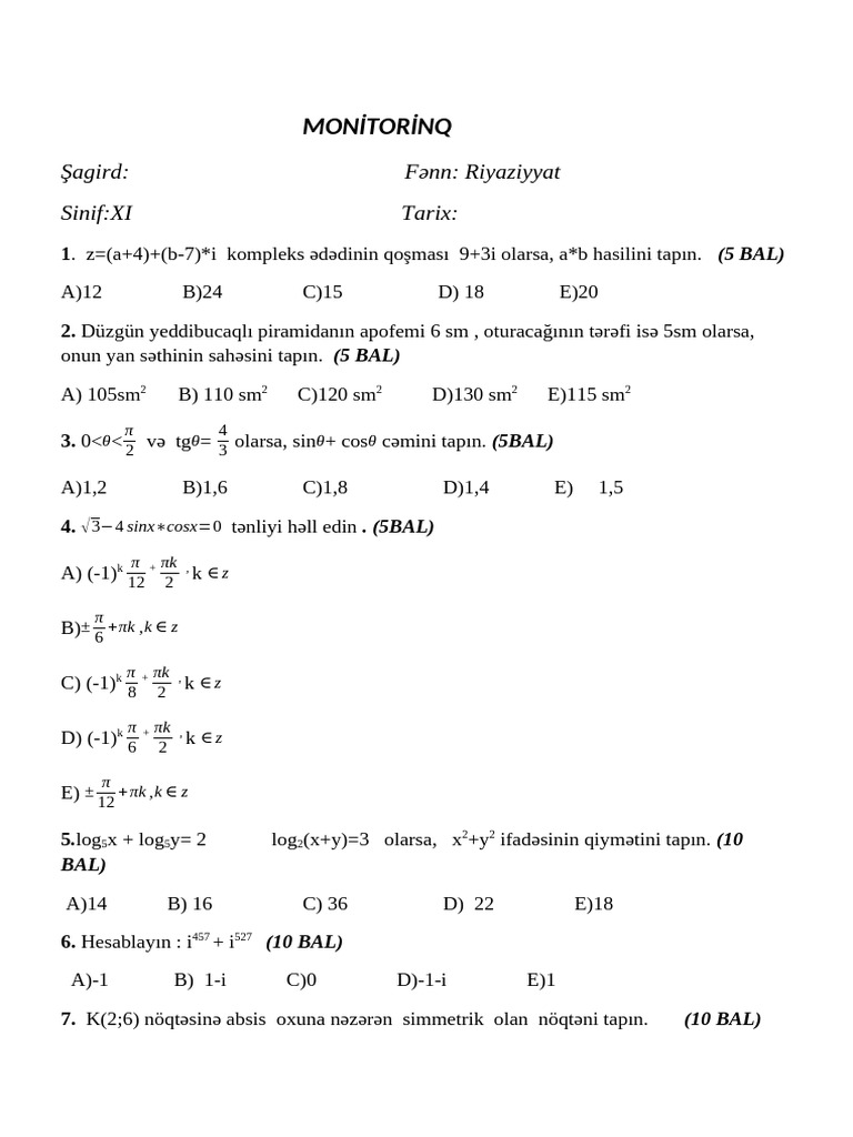 11sinif (monitorinq) | PDF