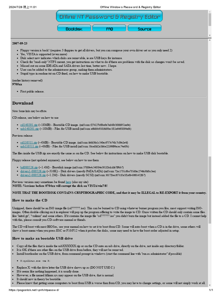 Offline Windows Password & Registry Editor | PDF | Computer File | Zip (File Format)
