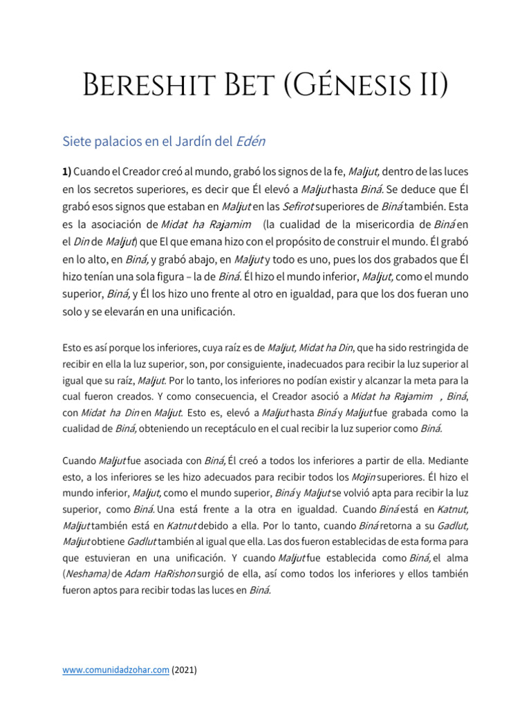 Bereshit Bet | PDF | Oración | Creencia religiosa y doctrina
