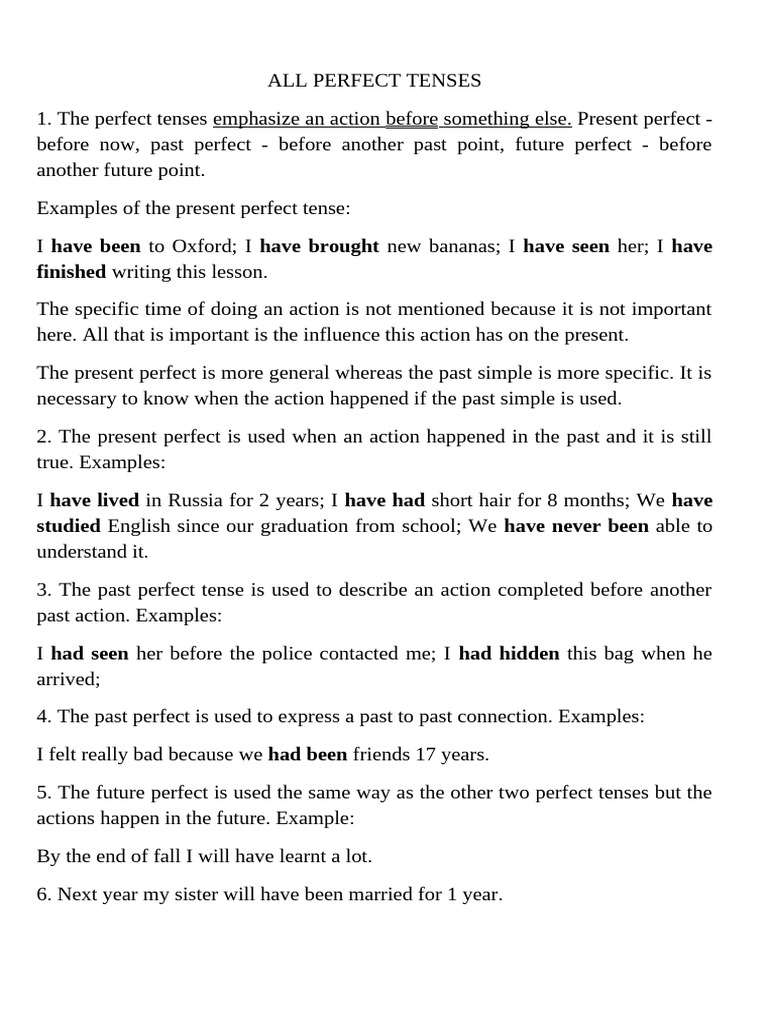 All Perfect Tenses | PDF