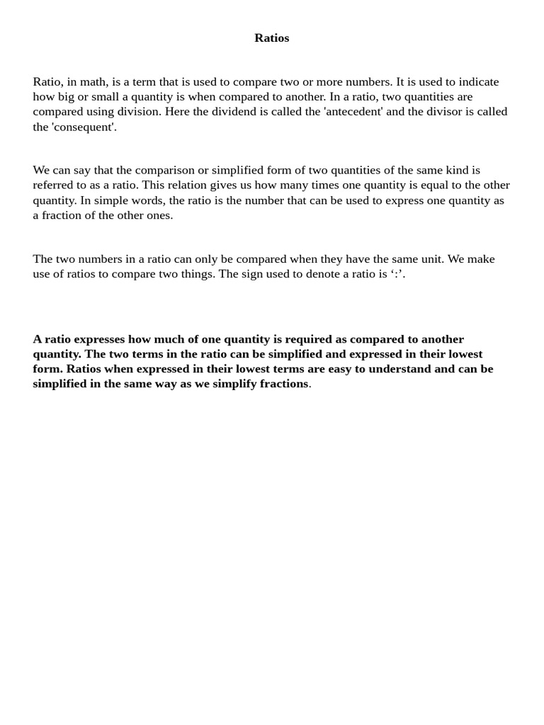 Understanding Ratios in Mathematics | PDF