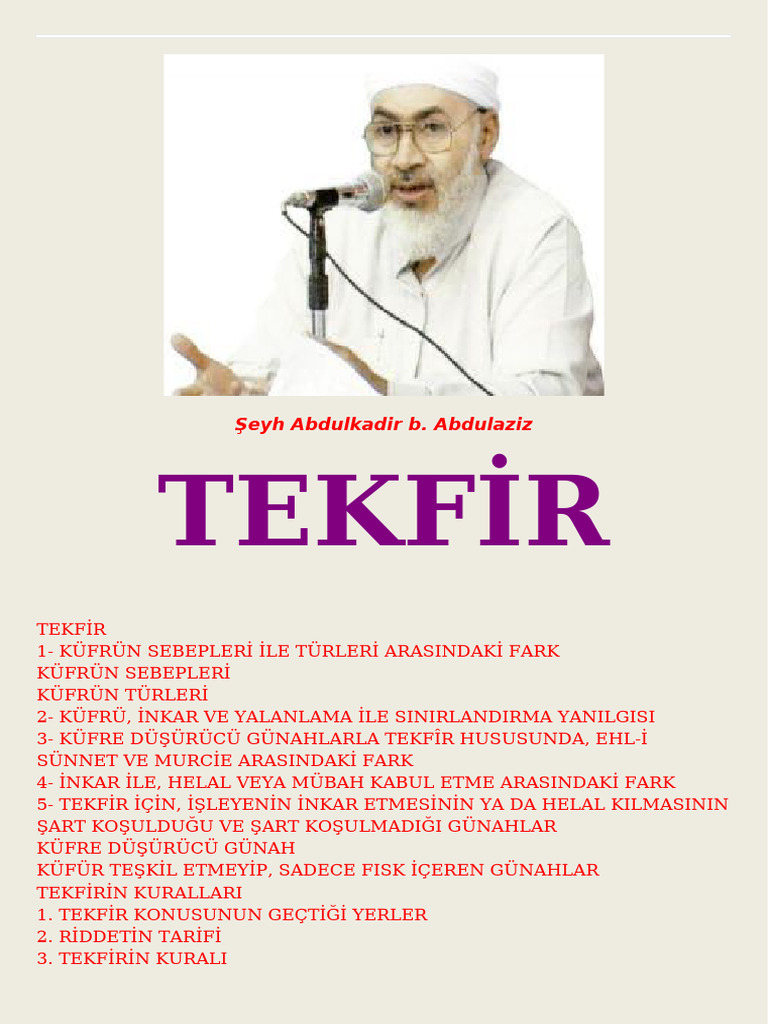TEKFİR - Şeyh Abdulkadir b. Abdulaziz (2) | PDF
