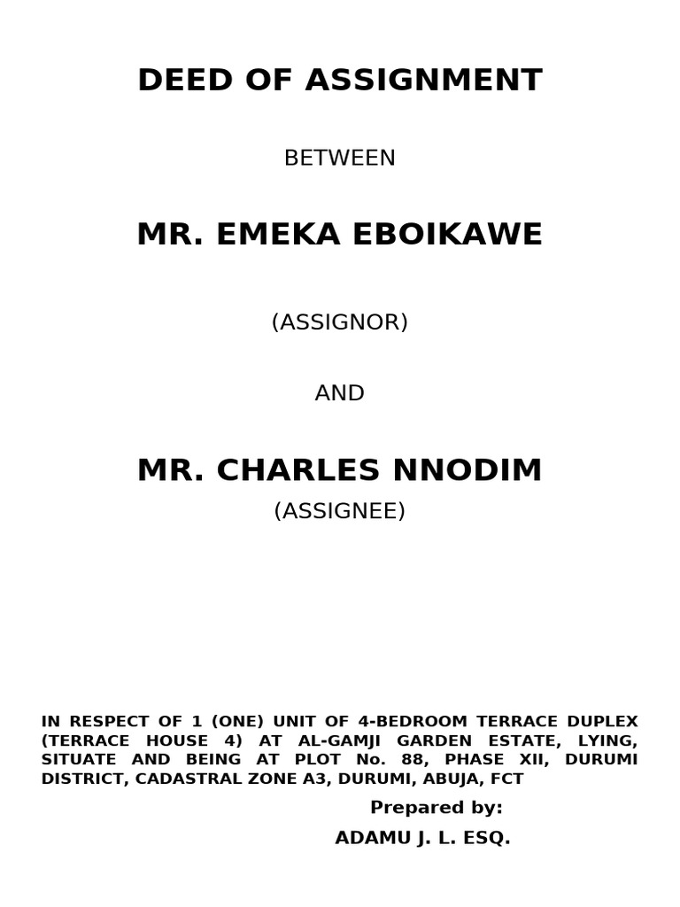 New Deed of Assignment | PDF | Assignment (Law) | Covenant (Law)