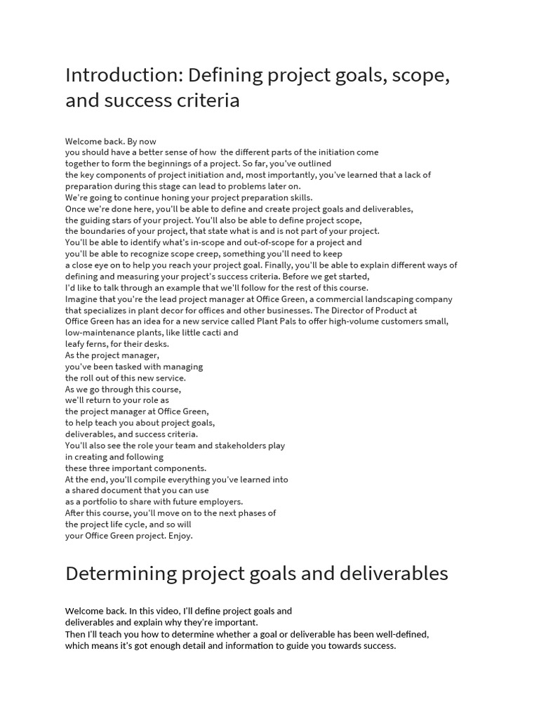 Project m13 - Introduction To Goals | PDF | Goal | Project Management