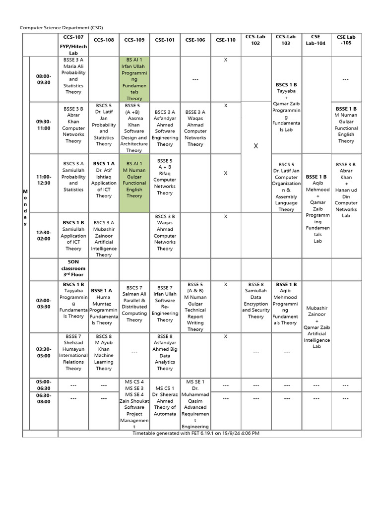 CSD All Programs Fall TT 2024 | PDF | Computer Science | Computing