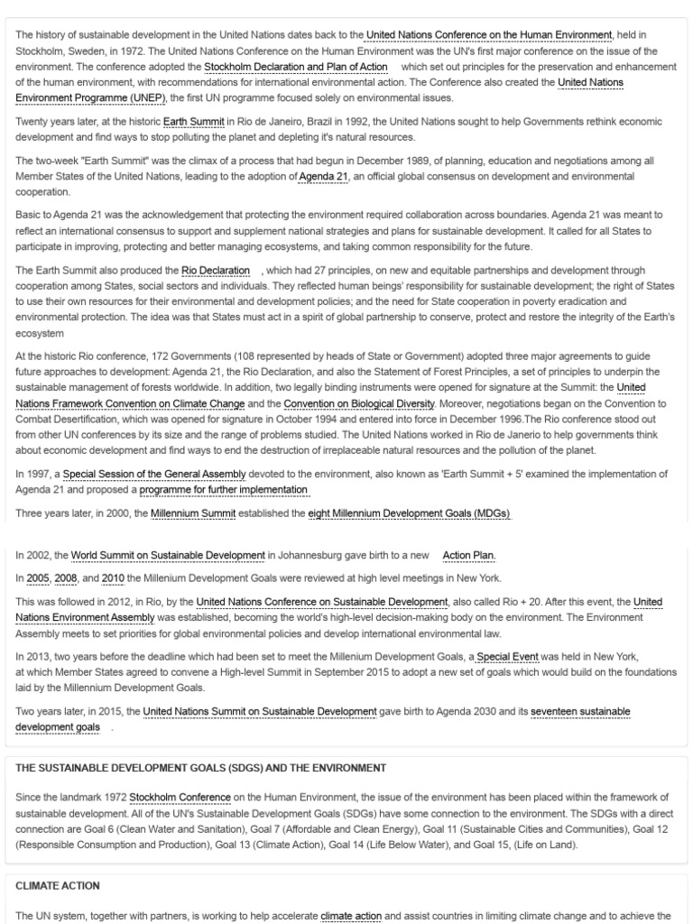 UN Sustainable Development History | PDF | Sustainability | Sustainable ...