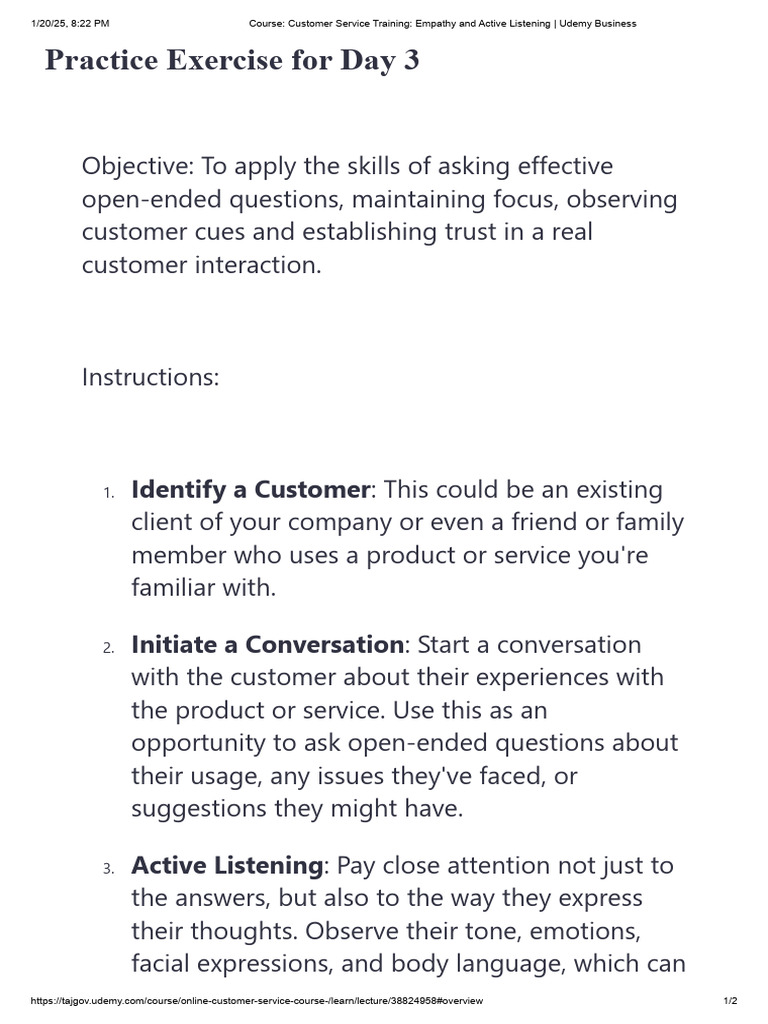 Customer Interaction Practice Exercise | PDF | Empathy | Conversation