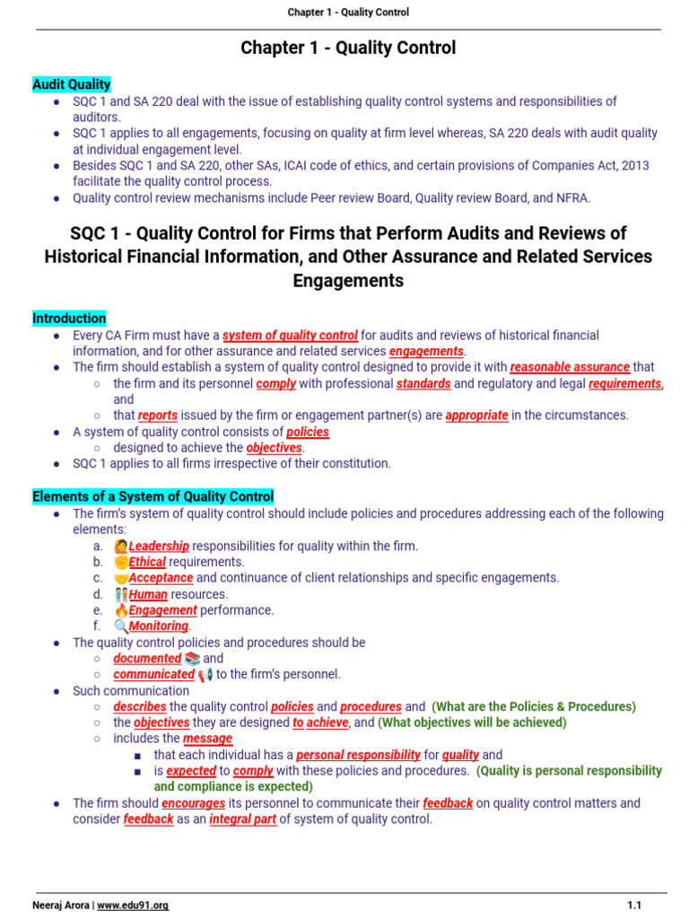 C1 - Quality Control Notes | PDF | Audit | Auditor's Report