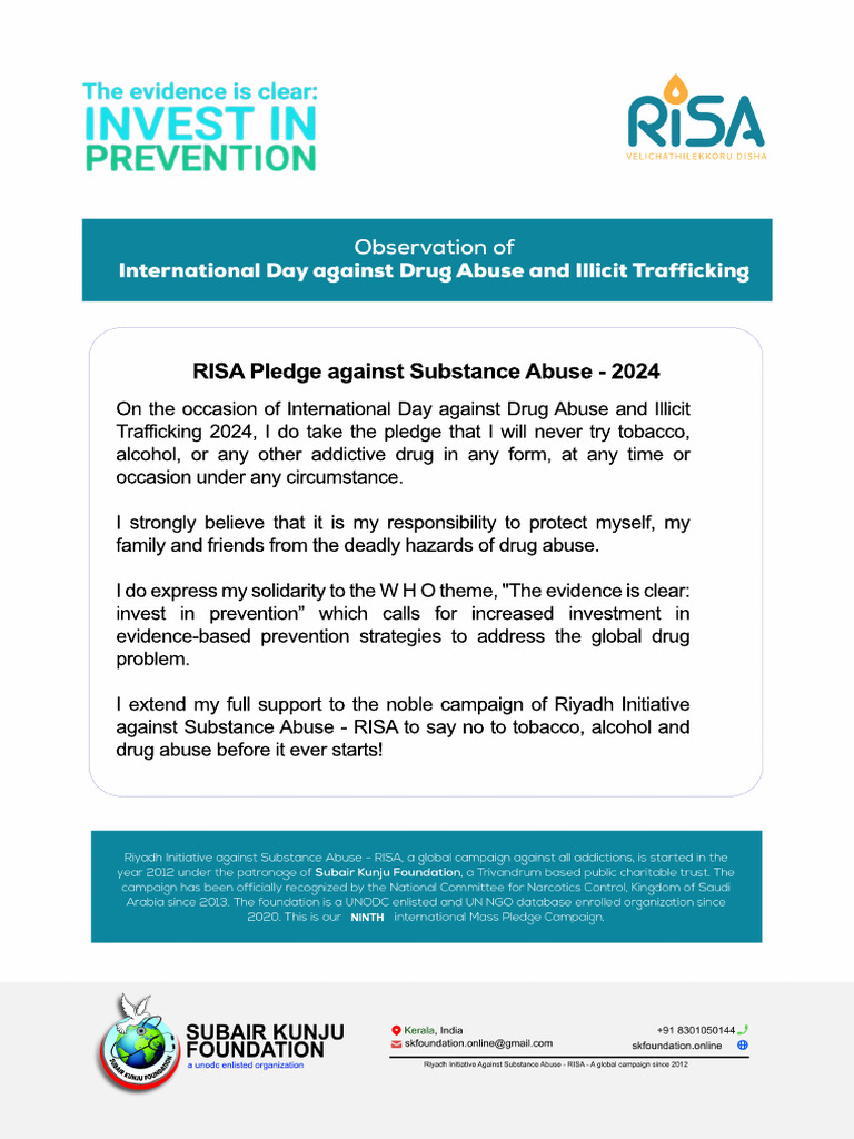 RISA Pledge Against Substance Abuse 2024 | PDF